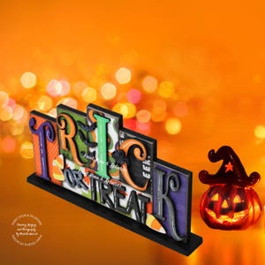 Trick or Treat DIY Word Block, Halloween Word Block, - Etsy