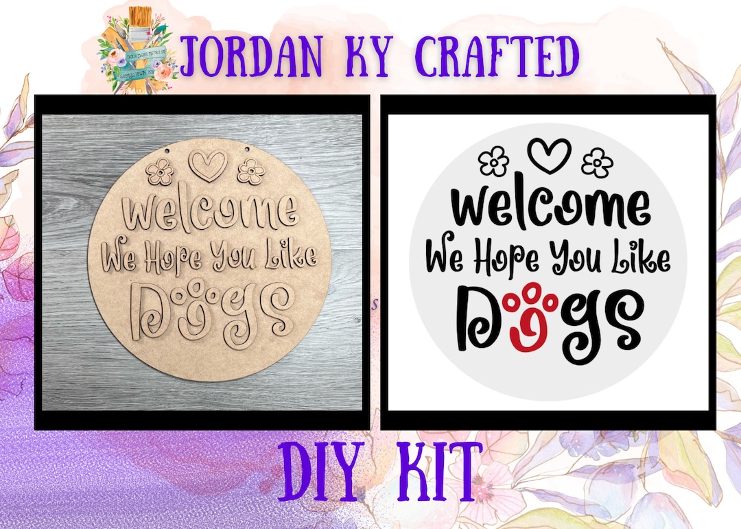 Swirl Dogs DIY Door Hanger, Dog Door Hanger, Puppy Door Hanger, Welcome ...