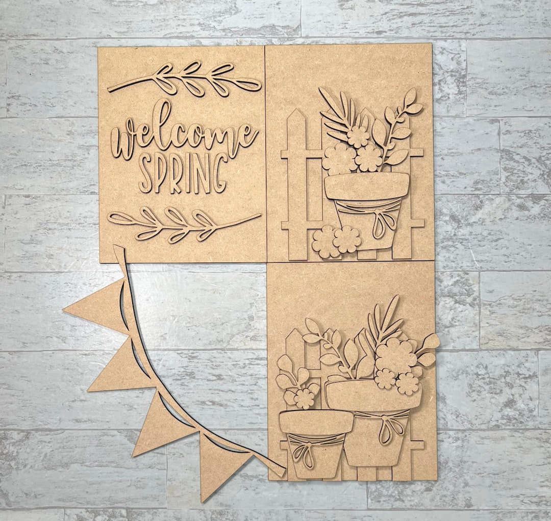 Welcome Spring DIY Tall Ladder Tiles, Spring Wall Ladder, DIY Spring ...