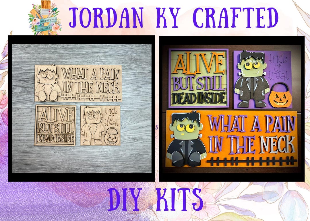 Frankenstein DIY Ladder Tiles, Halloween Ladder Inserts, Halloween ...