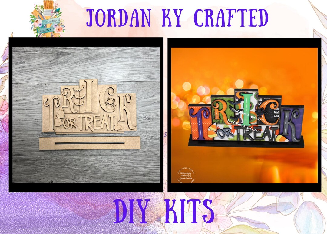 Trick or Treat DIY Word Block, Halloween Word Block, - Etsy