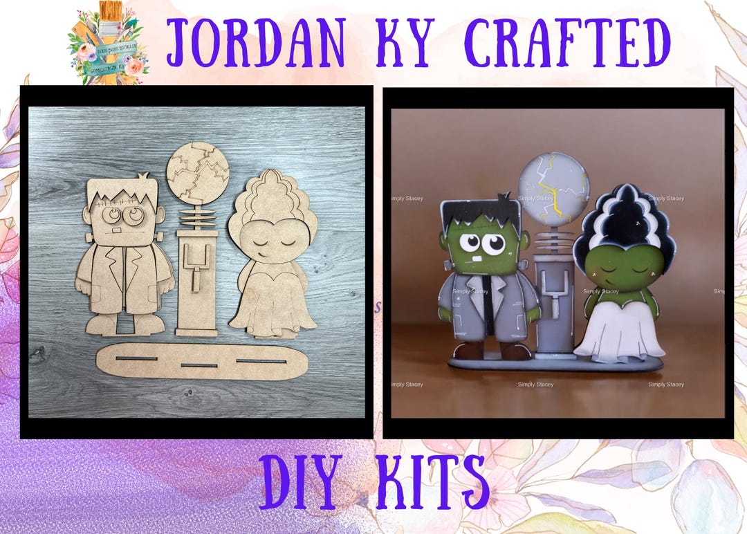 Frankenstein and Bride DIY Shelf Sitters, Halloween Craft Kit, Monster ...