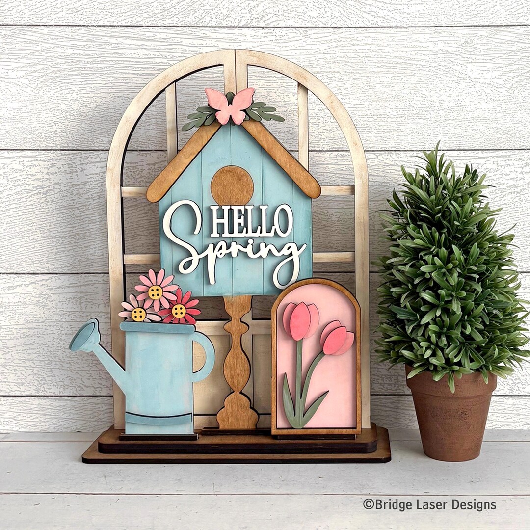 Arch Door Spring Birdhouse DIY Shelf Sitter, Interchangeable Shelf ...