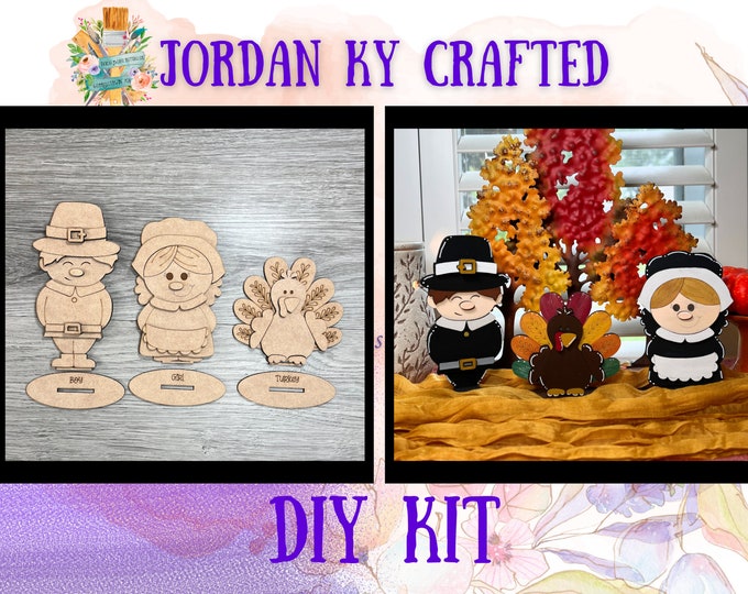 Thanksgiving DIY 3pc Set, Pilgrim Craft, Thanksgiving DIY Craft, Shelf ...