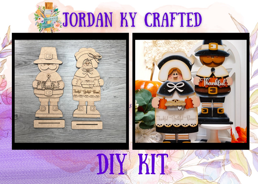 Pilgrims DIY Set, Pilgrim Craft, Thanksgiving DIY Craft, Shelf Sitters ...