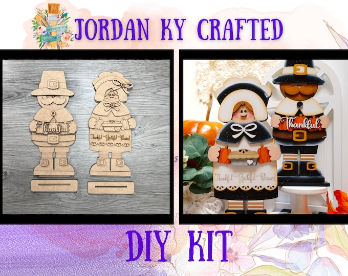 Pilgrims DIY Set, Pilgrim Craft, Thanksgiving DIY Craft, Shelf Sitters ...