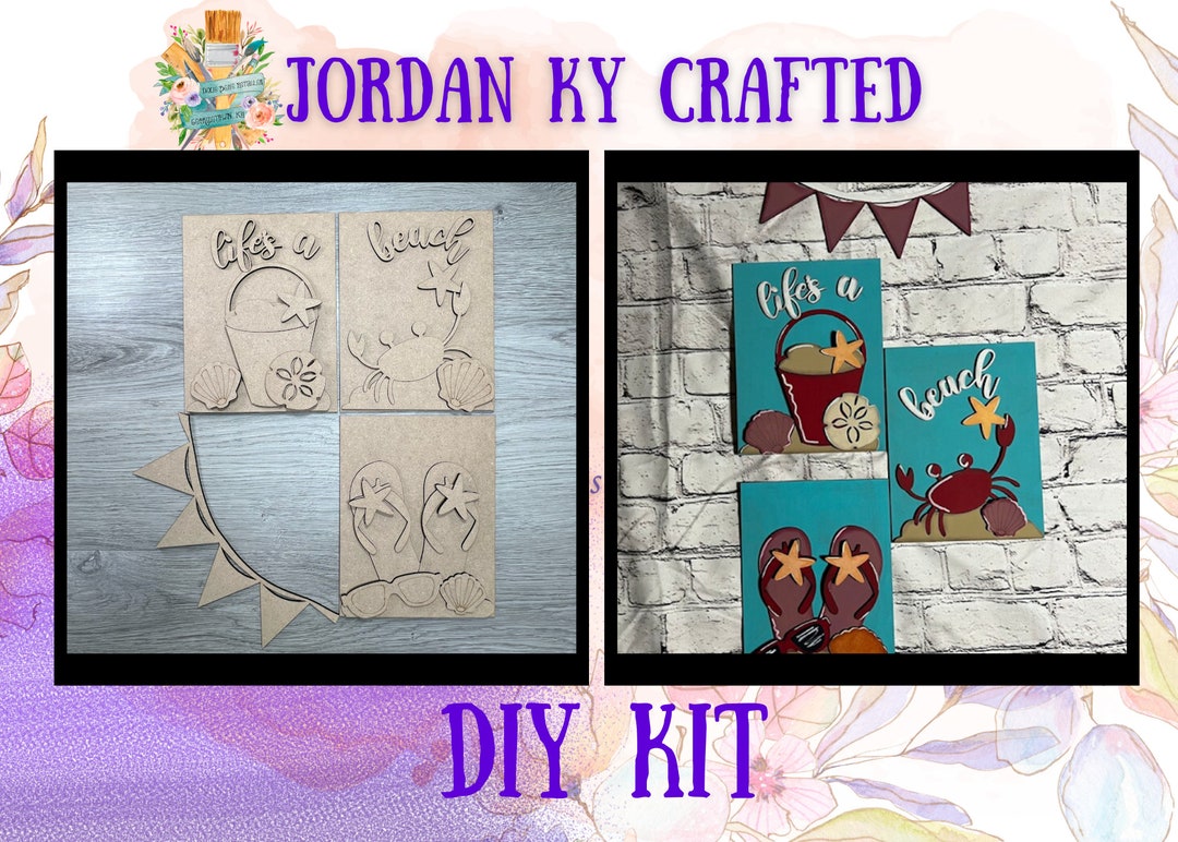 Life's A Beach DIY Tall Ladder Tile, Summer Wall Ladder, Framed Picture ...