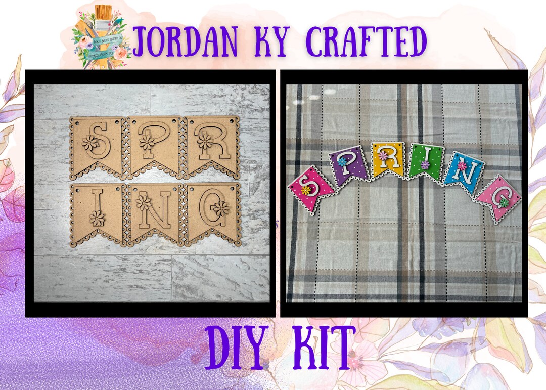 Spring DIY Pennant Banner, Flower Pennant Banner, Spring Craft Decor ...