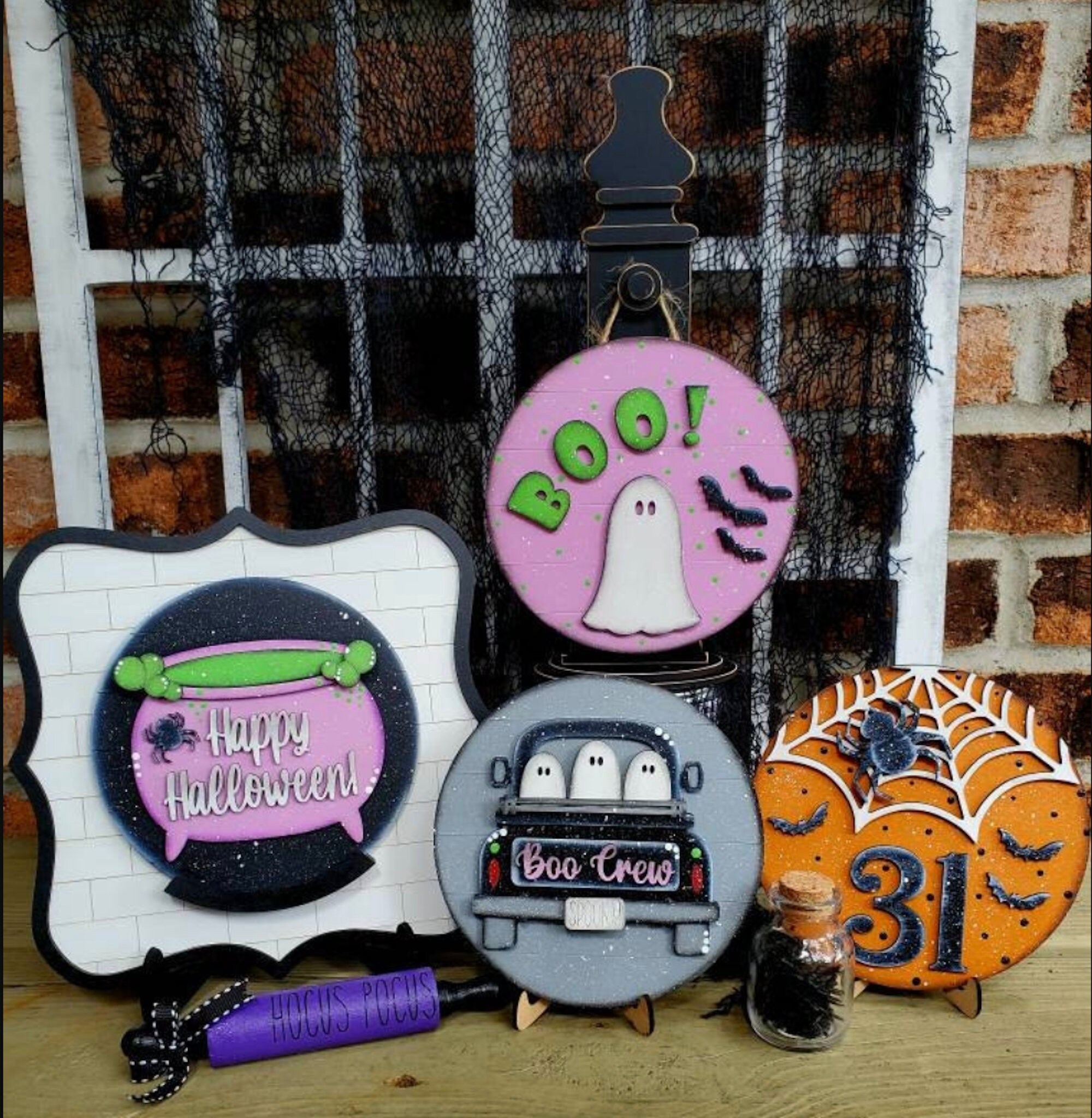 6", Boo Crew Signs, Round Halloween Signs, October 31 Sign, Ghost Sign ...