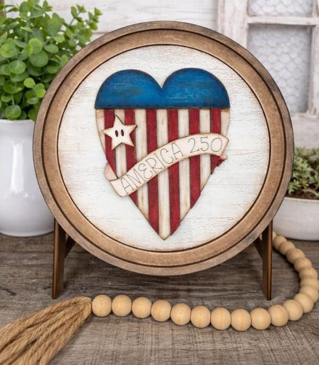 Multi Layer Pedestal Round July 4th Heart of USA DIY Insert - Etsy
