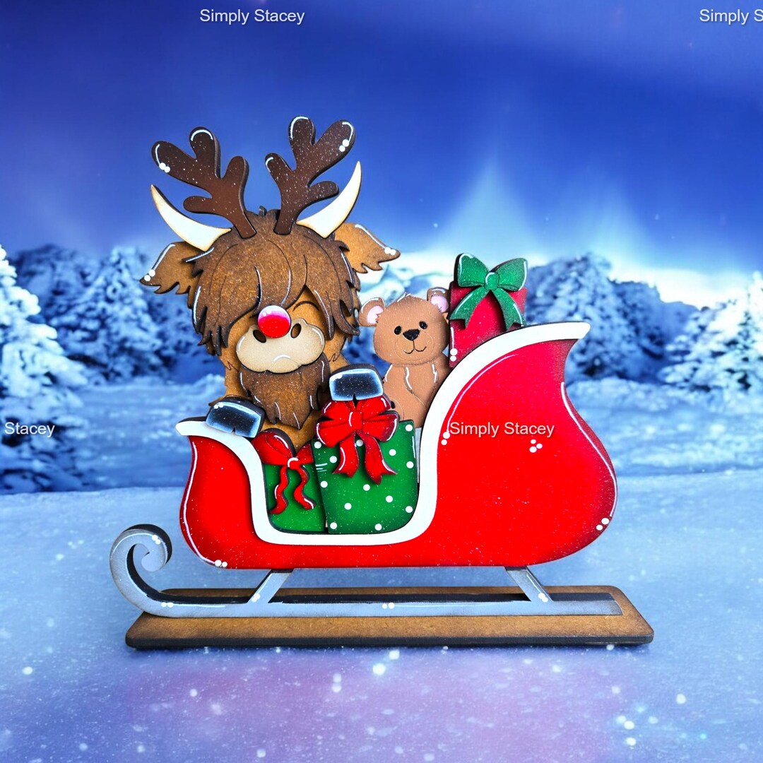 Free THANK YOU craft Santa Sleigh W/ Highland Cow Rudolph, Thank You ...