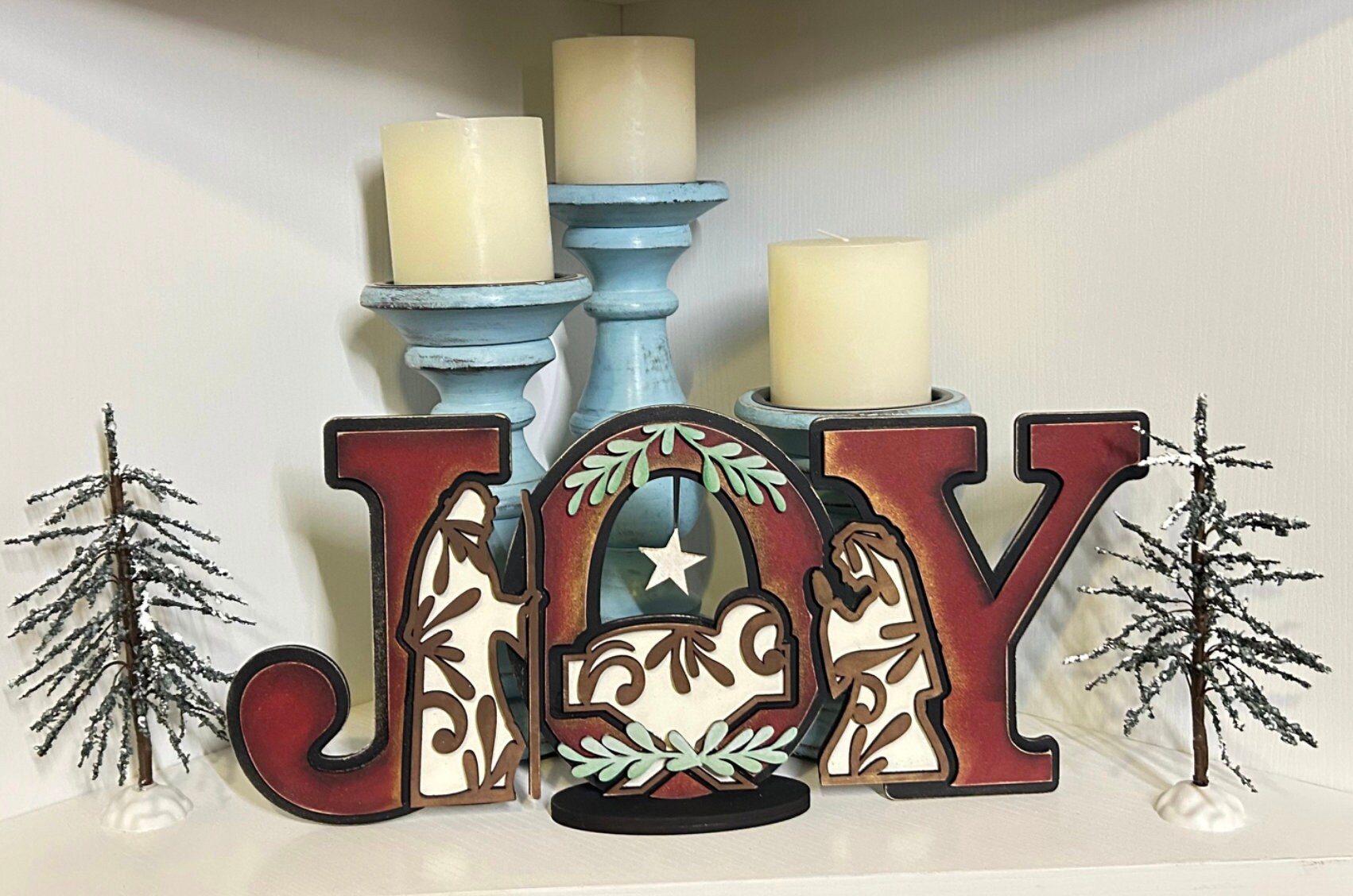 JOY Nativity DIY Shelf Sitter, DIY Jesus Display, Away in a Manger ...