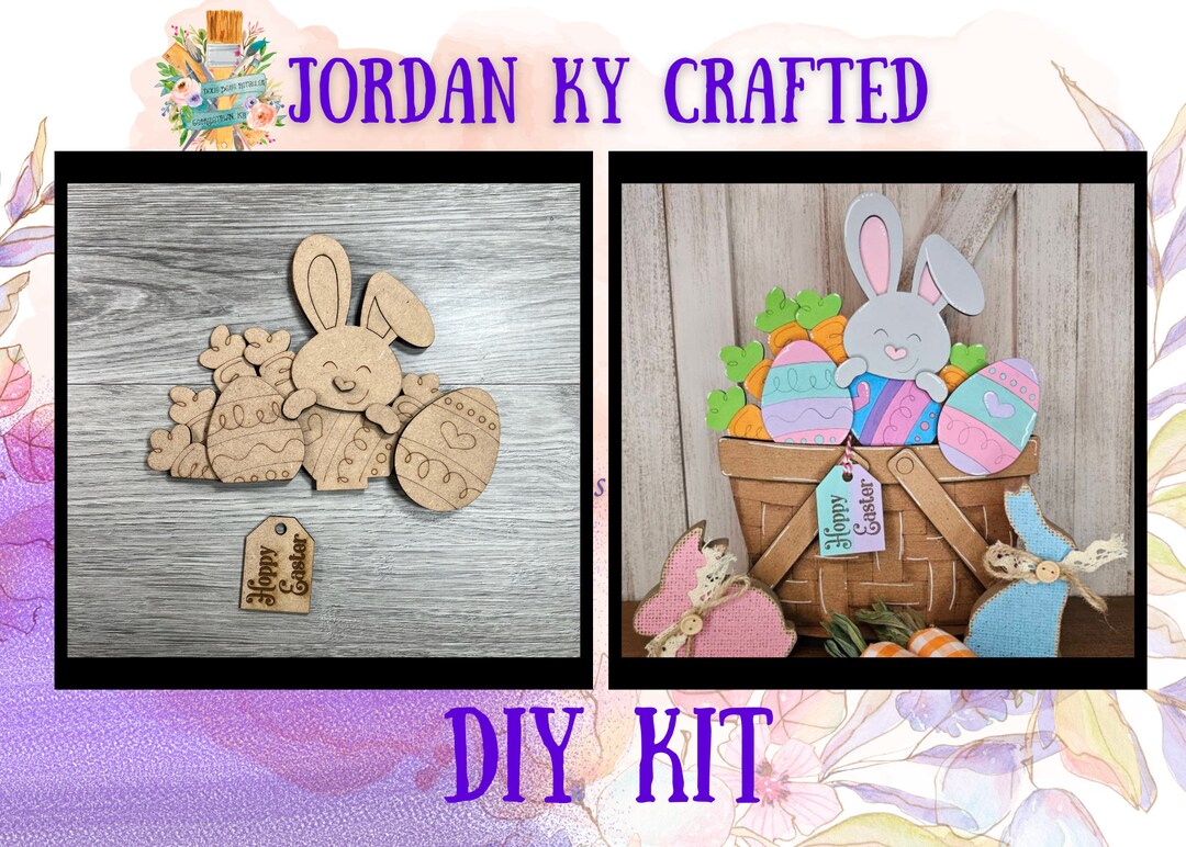 Basket Easter Bunny DIY Insert, Bunny Flower Basket, Easter Basket Kit ...