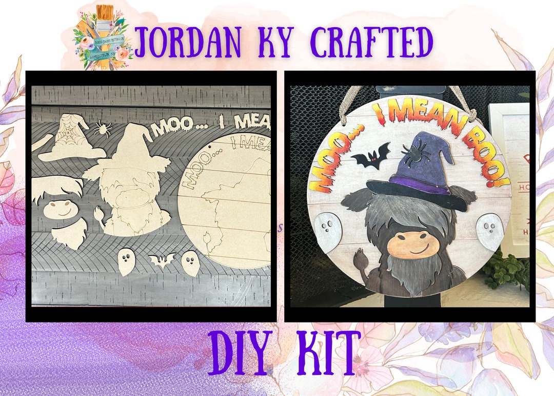 Haunted Highland Cow DIY Door Hanger, Halloween Door Hanger Craft ...
