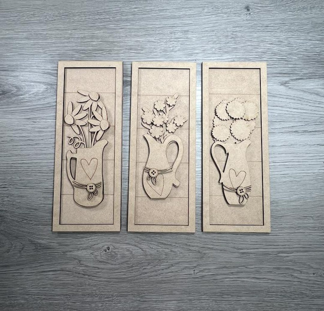 Vertical Shiplap Trio Signs Flowers DIY Craft - Etsy