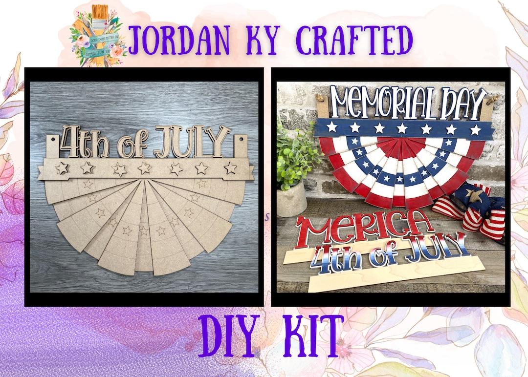 American Bunting Flag DIY Door Hanger, July Door Hanger, Independence ...