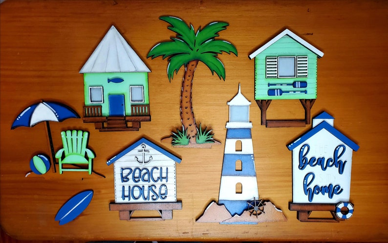 Beach Houses DIY Centerpiece, Oceanfront Craft Kit, Lighthouse Shelf ...