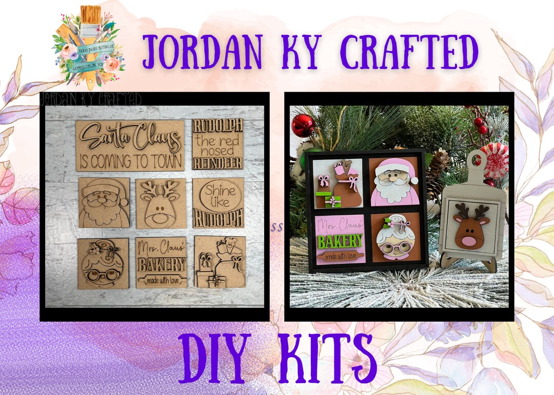 Mini Santa & Mrs. Claus Tiles, Tiny Christmas Inserts, Leaning Ladder ...