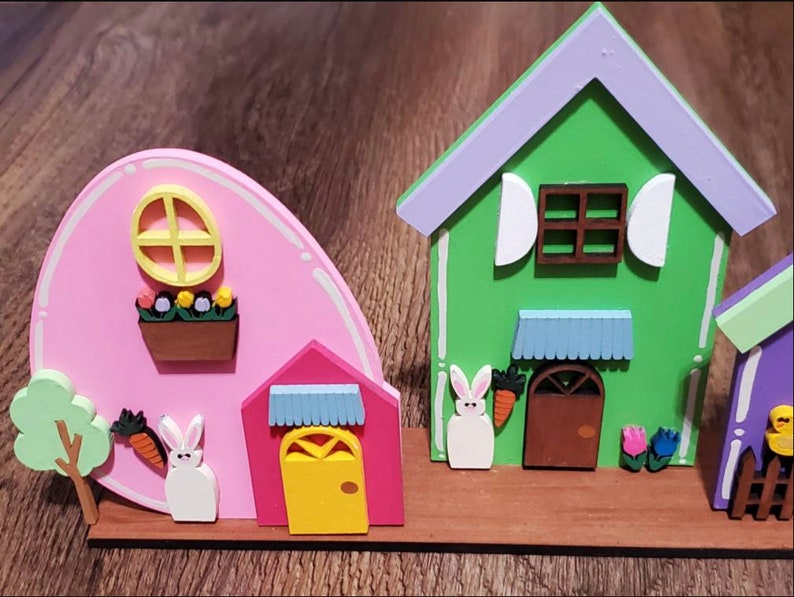 Easter Houses DIY Centerpiece Easter House Row Craft Kit | Etsy