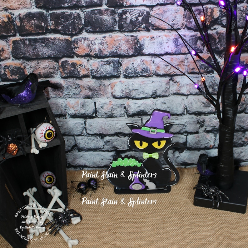 Black Cat DIY Shelf Sitter, Halloween DIY Decor, Cat Painting Craft ...