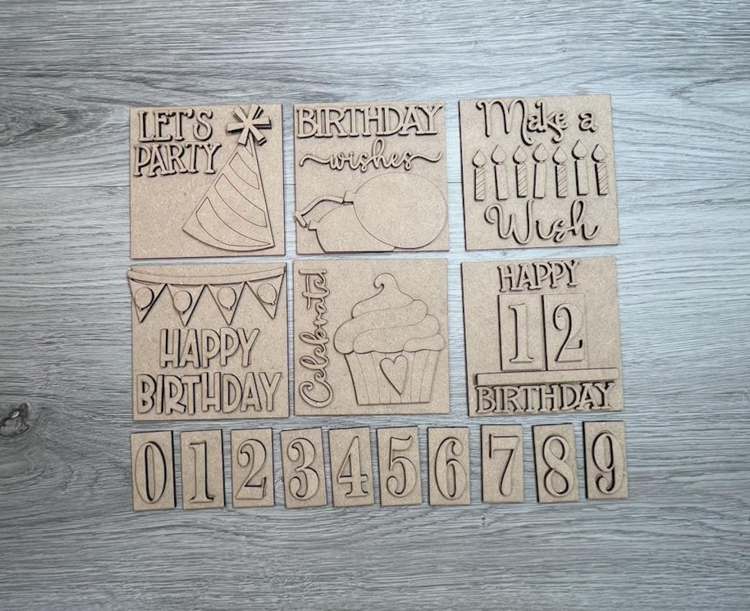 Birthday Wishes DIY Tiles, Birthday Interchangeable Signs - Etsy