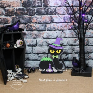 Black Cat DIY Shelf Sitter, Halloween DIY Decor, Cat Painting Craft ...