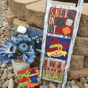 Scarecrow on Duty Ladder DIY Tiles, Fall Ladder Tiles, Interchangeables ...