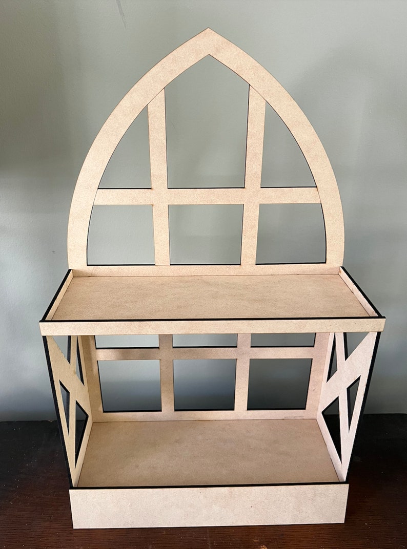 Cathedral Window Display Shelf, Arched Display, Two Tier Shelf, Display ...
