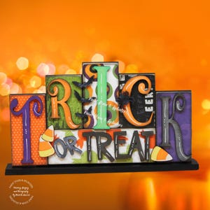 Trick or Treat DIY Word Block, Halloween Word Block, - Etsy
