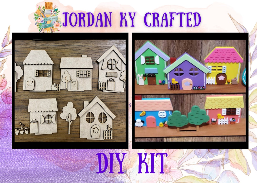 Easter Houses DIY Centerpiece, Easter House Row Craft Kit, Easter House ...