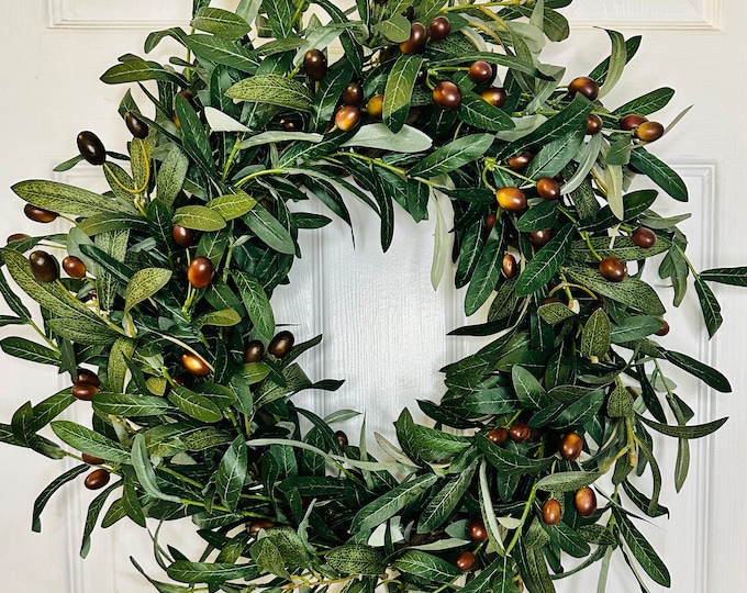 Olive Branch Wreath for Front Door, Year Round Wreath, Everyday ...