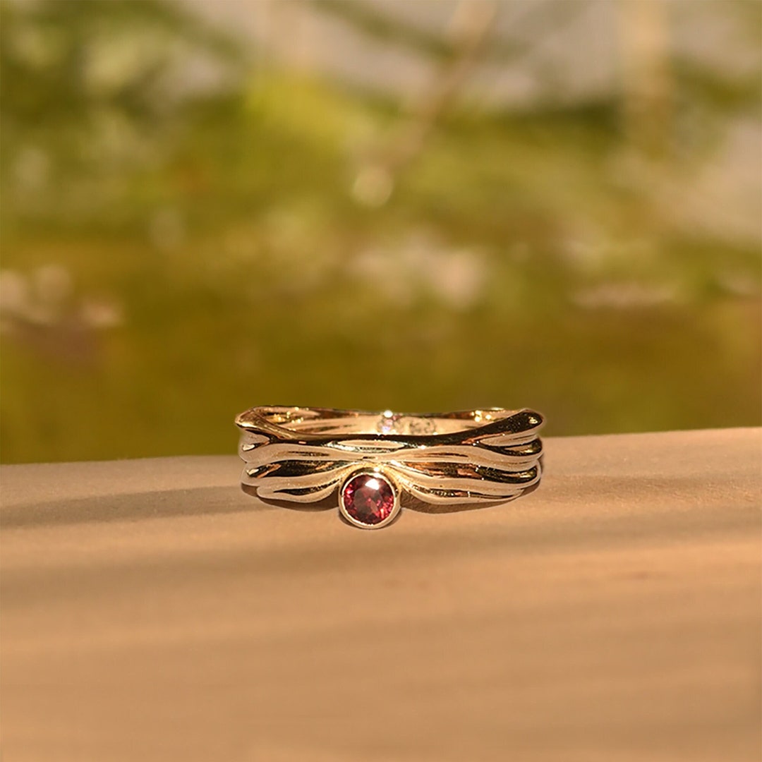 14K Gold Engagement Ring With Red Spinel, Gift for Lover, Bright Red ...