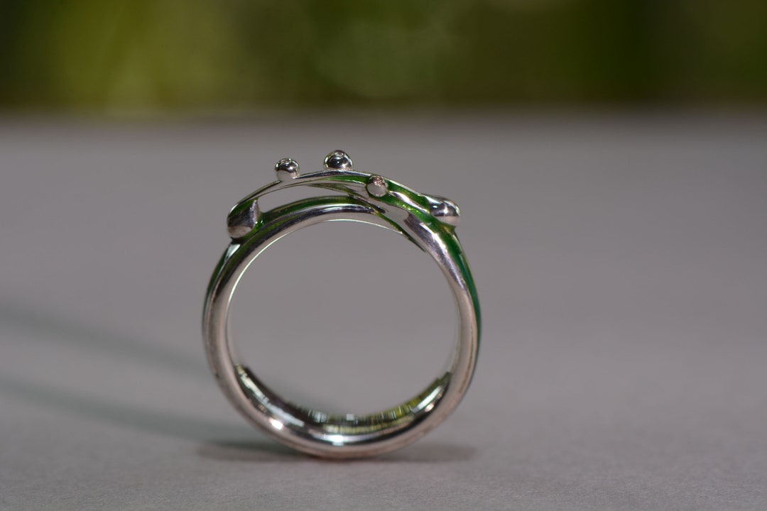 Green Grass Ring With Silver and Diamonds - Etsy