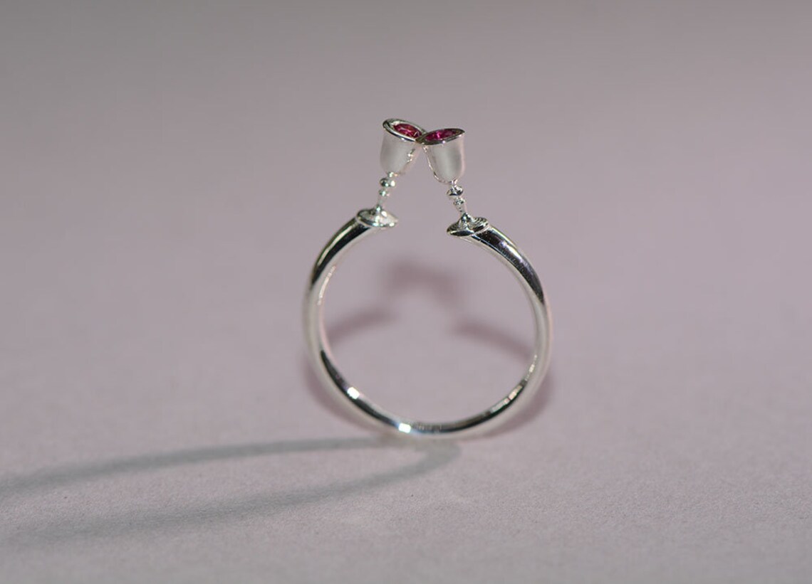 Clinking Glasses Ring, Purim Ring, Silver Ruby Ring, Theme Ring - Etsy ...