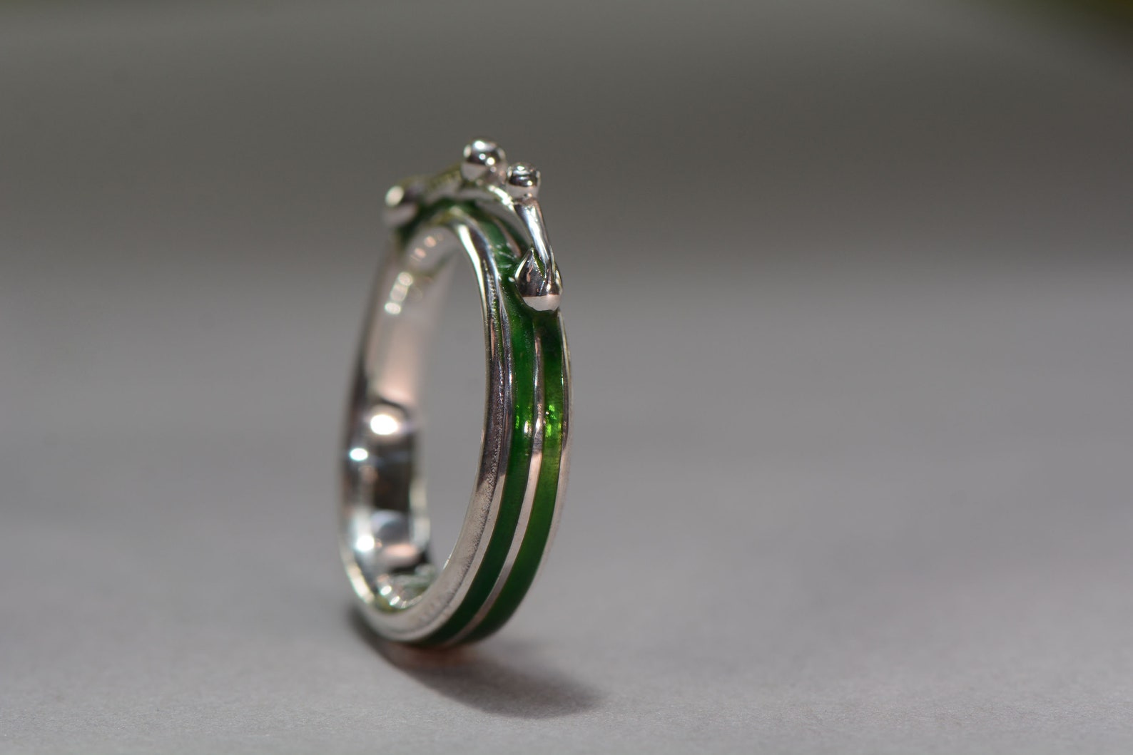 Green Grass Ring With Silver and Diamonds - Etsy