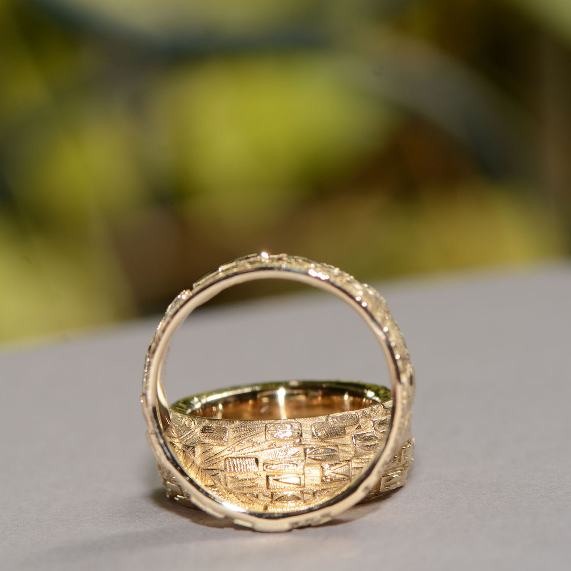 Klimt-inspired Gold Ring With Mosaic Design, Couples Wedding Bands ...