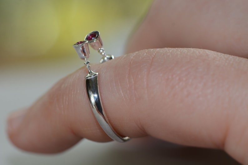 Clinking Glasses Ring, Purim Ring, Silver Ruby Ring, Theme Ring - Etsy Canada