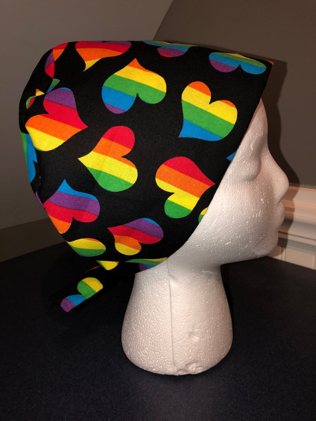 Women's Pixie Surgical Scrub Cap / Hat - Rainbow Hearts - Etsy