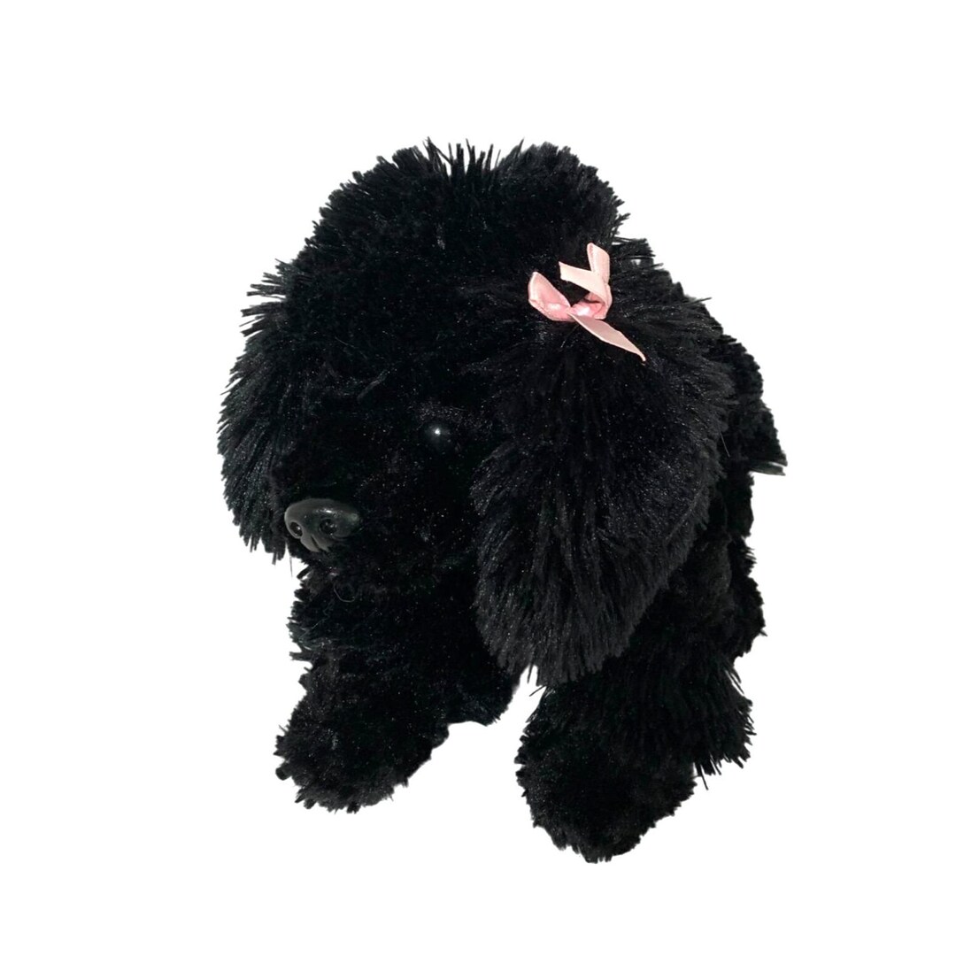 Aurora Plush Stuffed Black Poodle Dog Stuffed Animal Toy Pink Bow 10 in ...