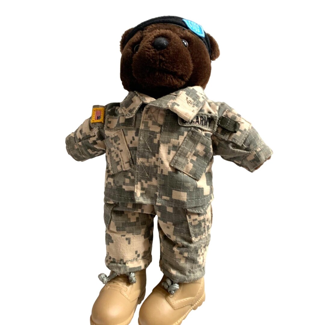 Bear Forces US Army Dark Brown Plush Bear Stuffed Animal Toy 11 in Tall ...