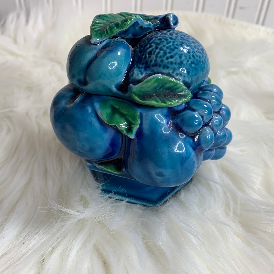 Inarco Blue Fruit Shaped Grape Sugar Dish With Lid Vintage - Etsy