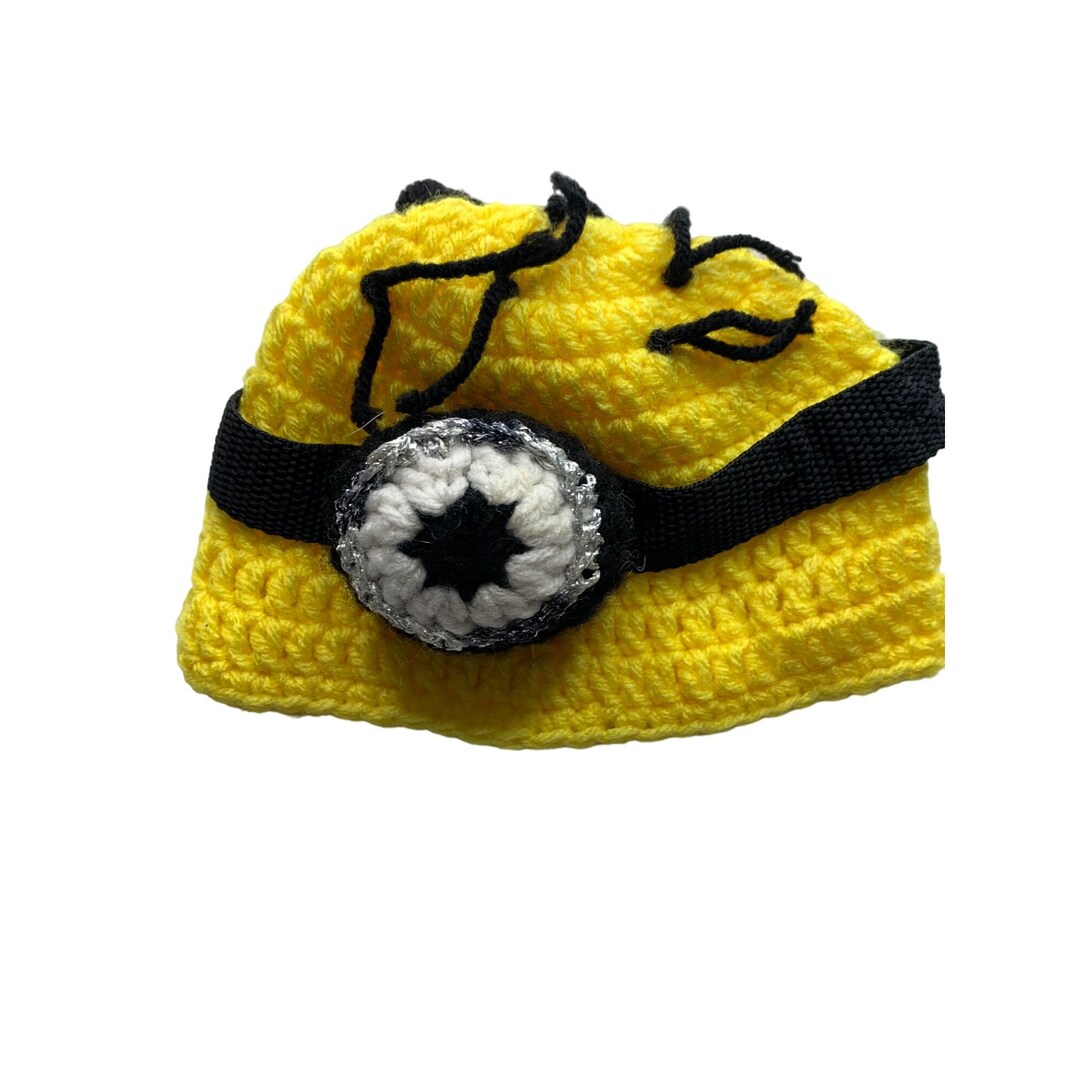 Minion Cap Hat Knitted One Eye Bob Crocheted Yellow Toddler Size 2t 3T ...