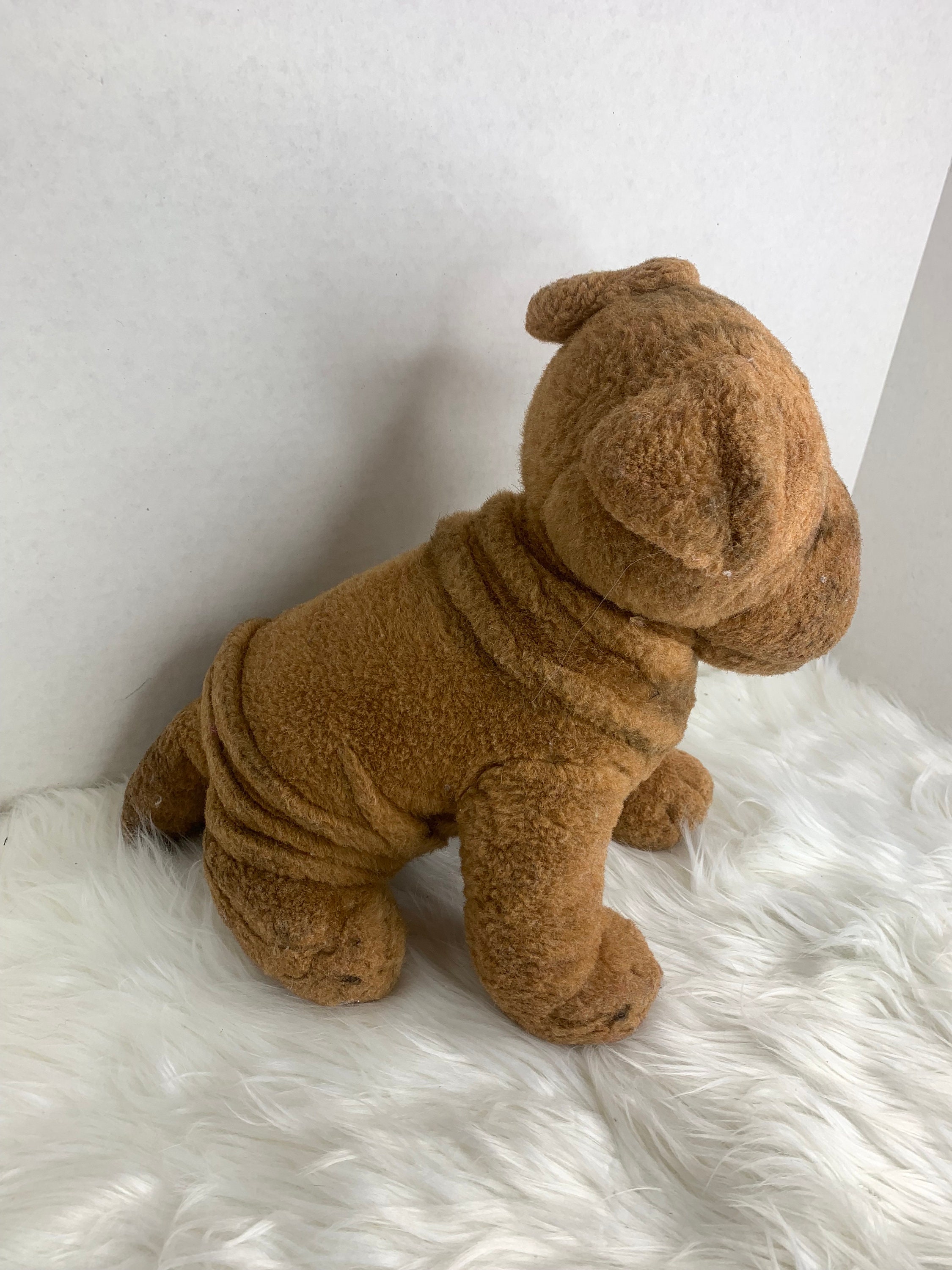 Heartline Plush Stuffed Animal Toy Sharpei Dog Wrinkle Realistic 13 in ...