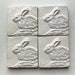 White Rabbit Ceramic Tile, Handmade Art Tile, 4x4 Tile, Bunny Art ...