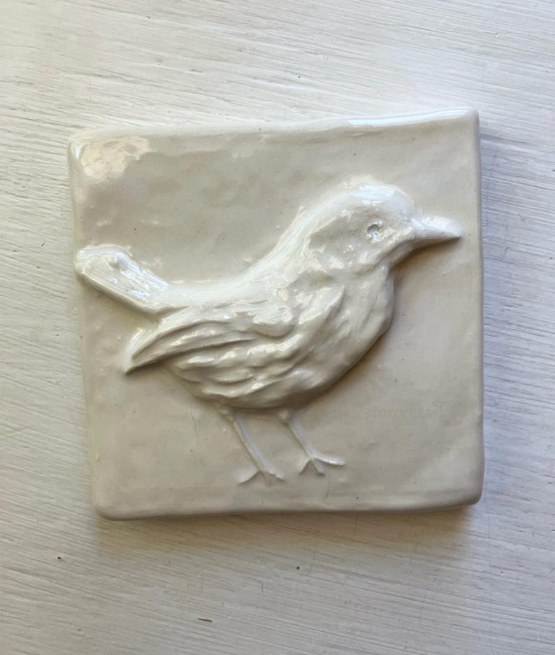 Sparrow Ceramic Tile, Bird Tile, Standing Bird Art, Painted Decorative ...