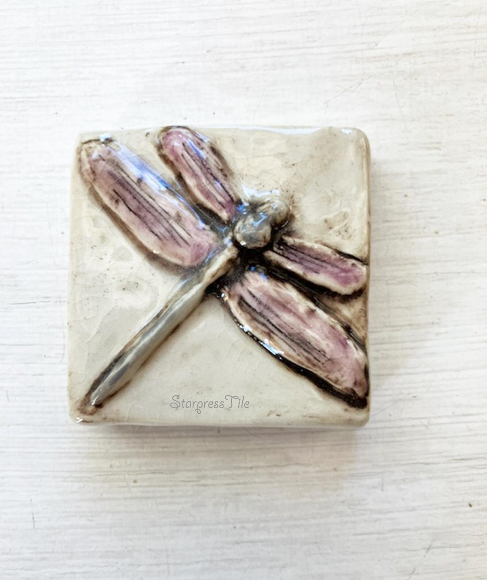 Dragonfly Art, Relief Ceramic Tile, Dragonfly Artwork, Relief Clay Tile ...