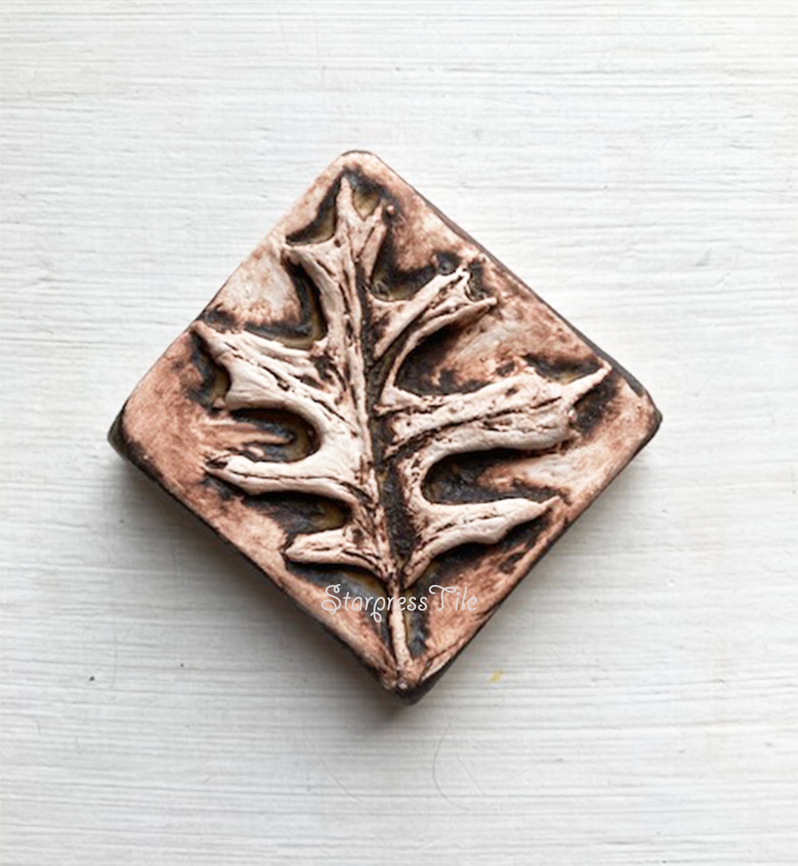 Oak Leaf Clay Tile,, Leaf Wall Art, Leaf Tiles, Oak Leaf Art, Handmade ...