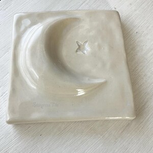 Handmade White Moon Ceramic Art Tile: 4x4 Wall Art - Etsy