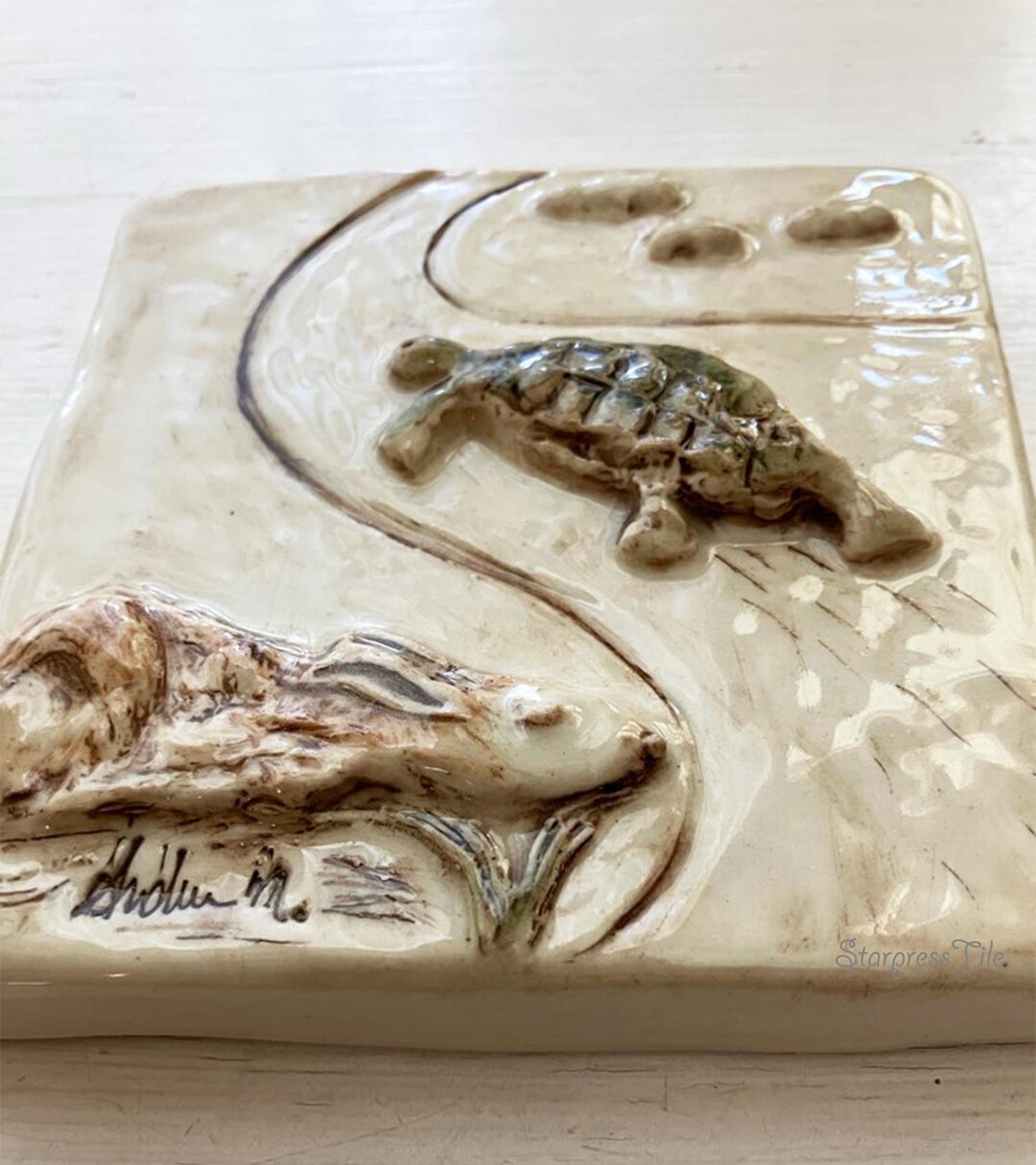 The Tortoise and Hare Ceramic Art Tile: Slow and Steady, 4x4 - Etsy