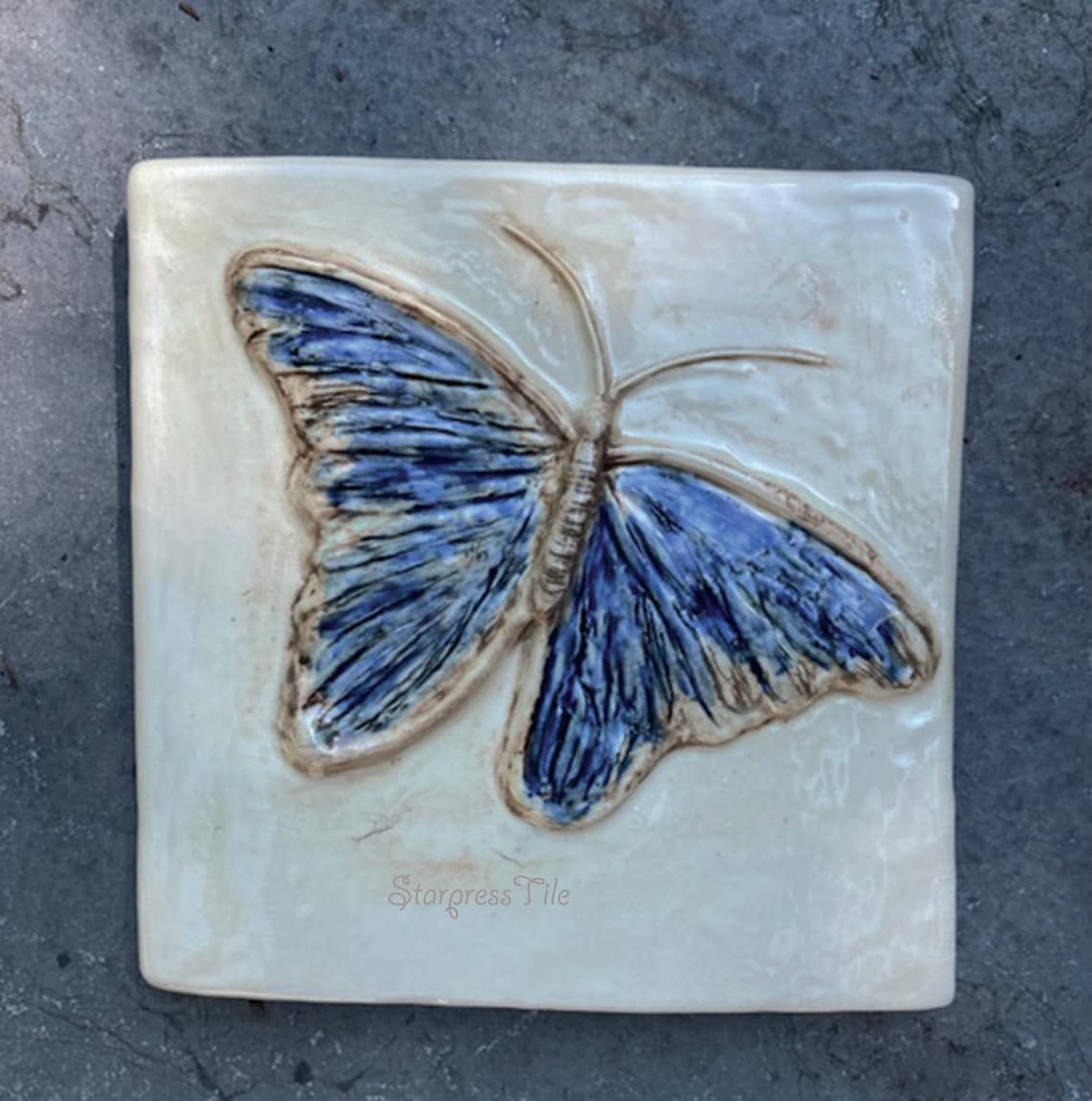 Butterfly Ceramic Tile, Butterfly Art, Relief Clay Tile, 6x6 Wall Art ...